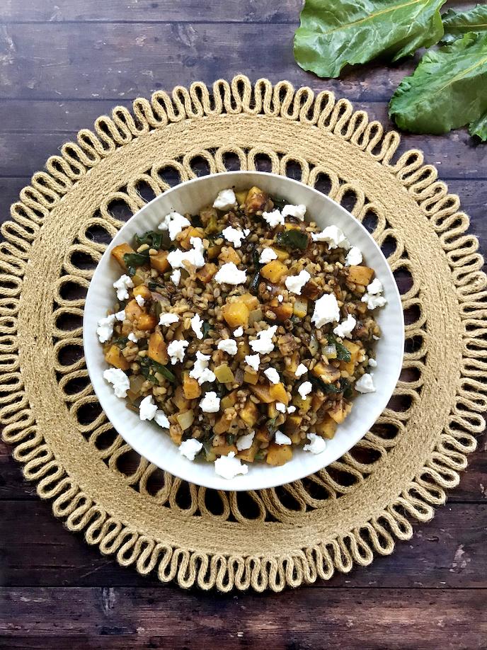 Farro with Roasted Beets, Sautéed Beet Greens, Balsamic, and Goat ...